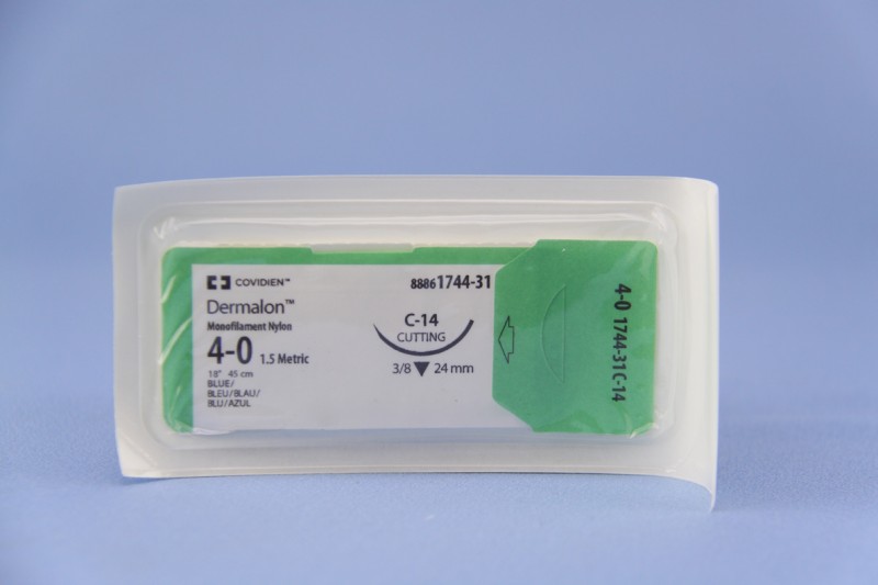 US Surgical Dermalon Suture, Blue, 18", CE-6/C-14, 4/0, 36/bx - Medex ...