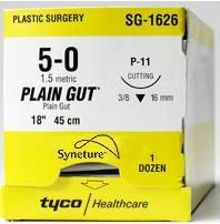 Plain gut absorbable suture - size: 4-0, length: 18 in (45 cm), needle ...
