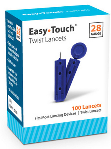 EasyTouch Twist Lancets, Blue, 28 Gauge, 100/bx - Medex Supply