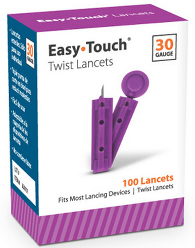 EasyTouch Twist Lancets, Purple, 30 Gauge, 100/bx - Medex Supply