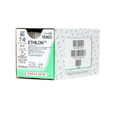 Suture 7-0 Nylon P-1 Ethilon Black 1x18" Monofilament 12/Box - Medex Supply