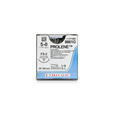 Suture, Prolene: Blue Prolene 5-0 FS-2 18" Suture, 12/Box - Medex Supply