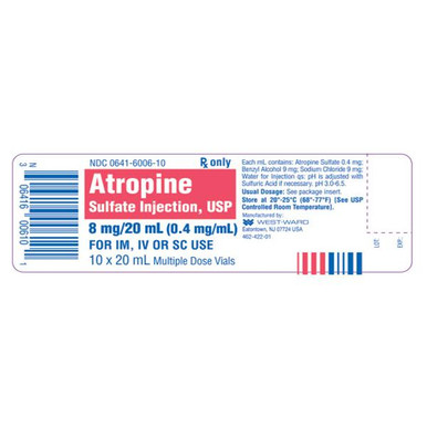 Atropine Sulfate Injection MDV 0.4mg/mL Non-Returnable 20mL/Vl - Medex ...