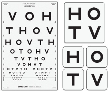 Good-Lite HOTV Pediatric Eye Chart for Illuminated Cabinet, Chart Set ...