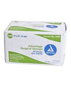 Dynarex Advantage Surgical Sponge, Non-Sterile, 8 Ply, 4" x 4", 4000/cs ...