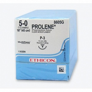 Prolene Monofilament Suture, Undyed, Size 5-0, 18", Single-Armed P-3 ...