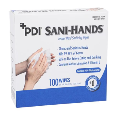 Sanitizer Wipes Sani-Hands 70% Ethyl Alcohol Packets Fragrance Free ...