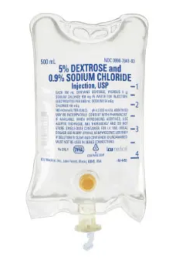 5% Dextrose and 0.9% Sodium Chloride Injection, USP, 500 mL, 24/Cs - Medex Supply