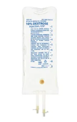 10% Dextrose Injection, USP, 500 mL Fill in 1000 mL, 12/Cs - Medex Supply
