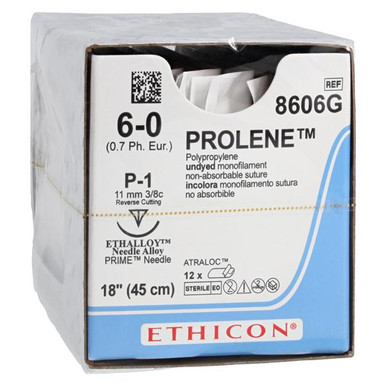Prolene Suture 6-0 18" Polypropylene Monofilament P-1 Undyed 12/Bx ...