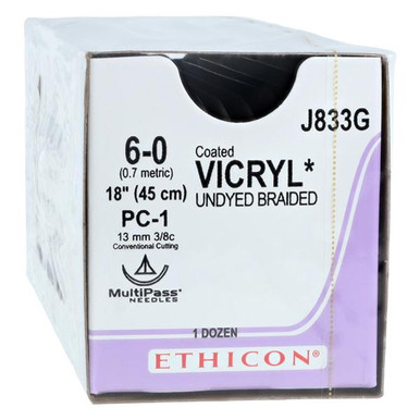 Vicryl Suture 6-0 18" Polyglactin 910 Braid PC-1 Undyed 12/Bx - Medex ...