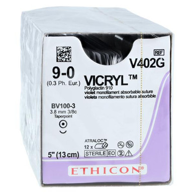 Vicryl Suture 9-0 5" Polyglactin 910 Braid BV100-3 Violet 12/Bx - Medex ...