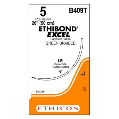 Ethibond Excel Suture 5 1x20" Polyester Braid LR Green 24/Bx - Medex Supply