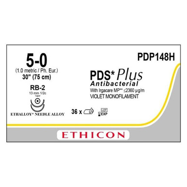 PDS Plus Suture 5-0 30" Triclosan, Polydioxanone Monofilament RB-2 ...