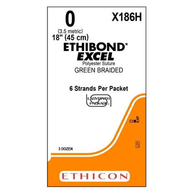 Ethibond Excel Suture 0 6-18" Polyester Braid Green 36/Bx - Medex Supply