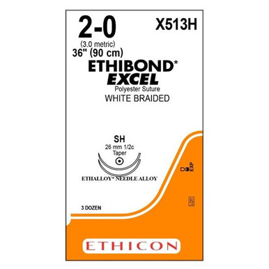 Ethibond Excel Suture 2-0 36" Polyester Braid SH White 36/Bx - Medex Supply
