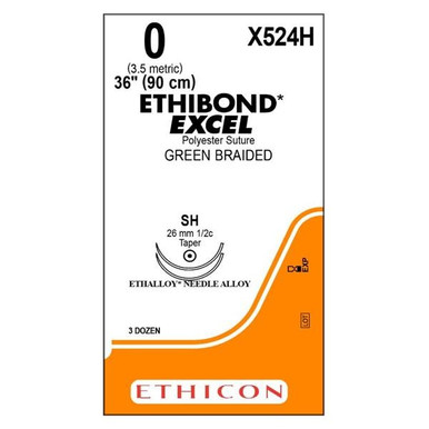 Ethibond Excel Suture 0 36" Polyester Braid SH/SH Green 36/Bx - Medex ...