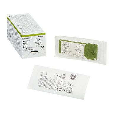 Nonabsorbable Suture with Needle Monosof~Dermalon Nylon P-12 3/8 Circle ...