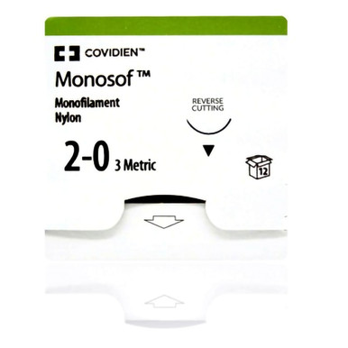 Nonabsorbable Suture with Needle Monosof~Dermalon Nylon C-15 3/8 Circle ...