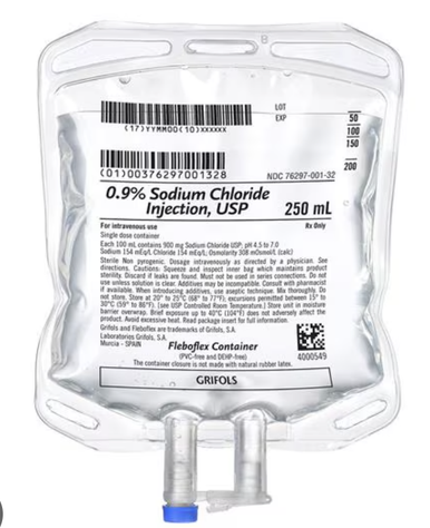 Grifols, S.A. IV Injection Solution 0.9% Sodium Chloride 250mL Bag, 28/Case - Medex Supply