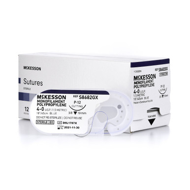 Nonabsorbable Suture with Needle McKesson Polypropylene P-12 3/8 Circle ...
