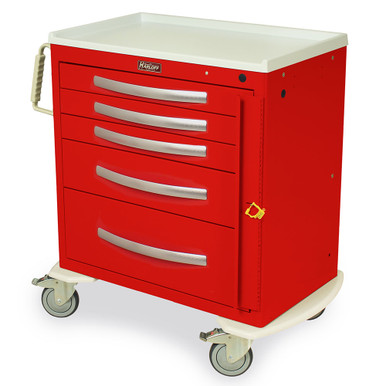 A-Series Lightweight Five Drawer Aluminum Crash Cart, Short Height ...