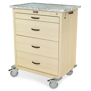 Wood Vinyl 540 Capacity Punch Card Medication Cart, Four Drawer, Key ...