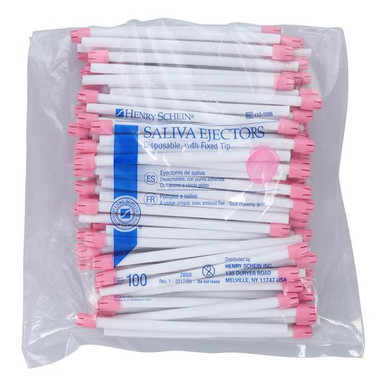 Henry Schein Saliva Ejectors White Pink Tip Bubblegum, ZWPBGS - Medex Supply