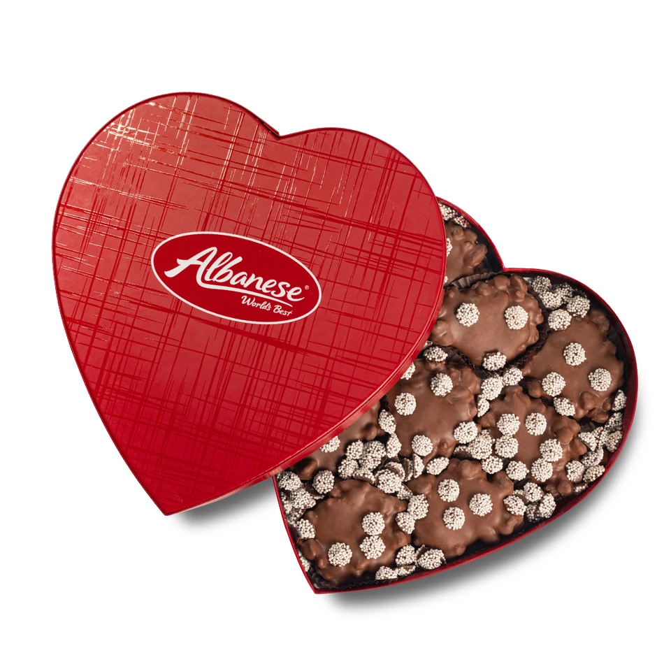 Albanese Heart-Shaped Pecan Patty Gift Box in Red | Chocolate Gifts ...