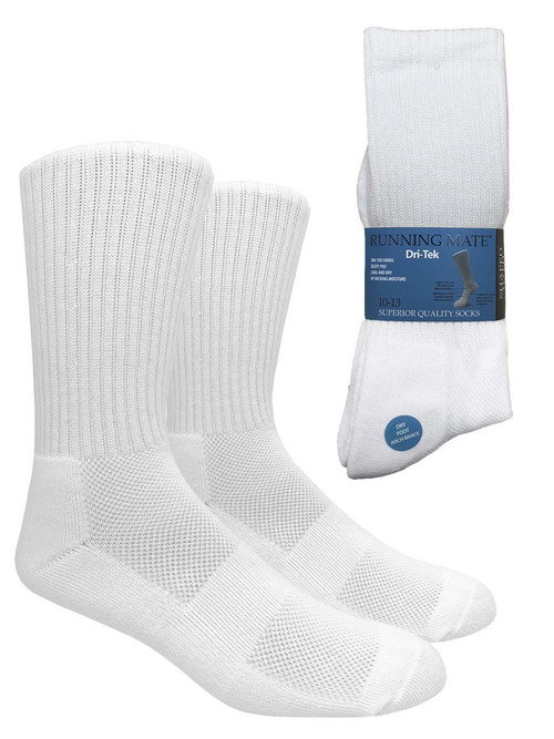Running Mate "Dri-Tek" Crew Socks - White (SR219W) - 1 Dozen - U.S ...