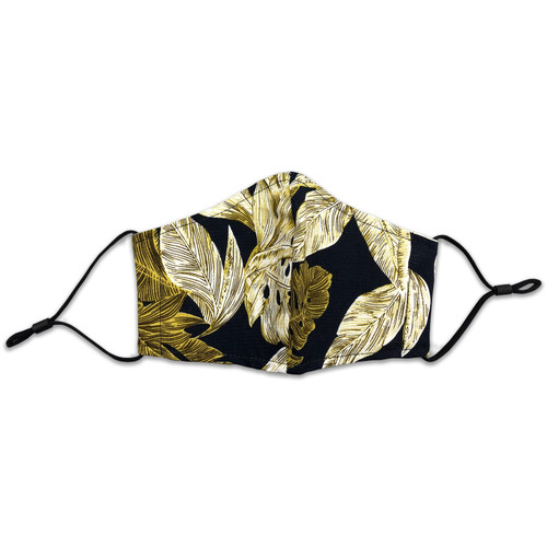 FineFit Black & Gold Tropical Floral Face Mask - 1 Dozen - U.S. Hosiery ...