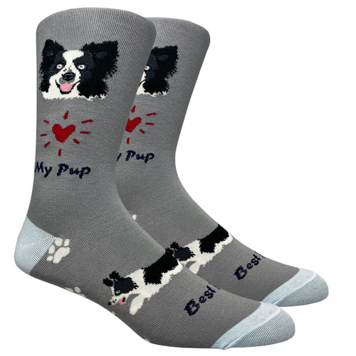 FineFit Novelty Socks - Border Collie (NV136) - 1 Dozen - U.S. Hosiery, Inc