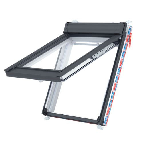 Keylite White Painted Pine Top Hung Fire Escape Roof Window with Hi ...