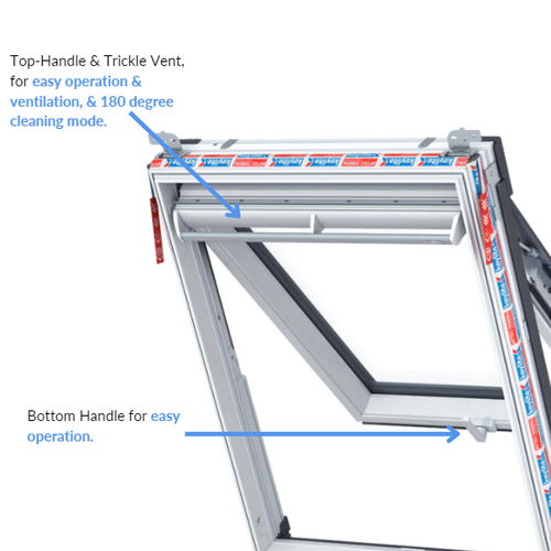 Keylite White Painted Pine Top Hung Fire Escape Roof Window with Hi ...