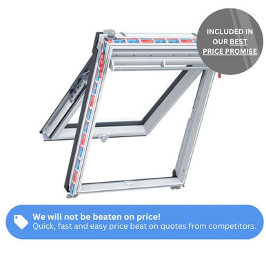 Keylite White PVC Top Hung Roof Window with Hi-Therm Glazing - YARD Direct