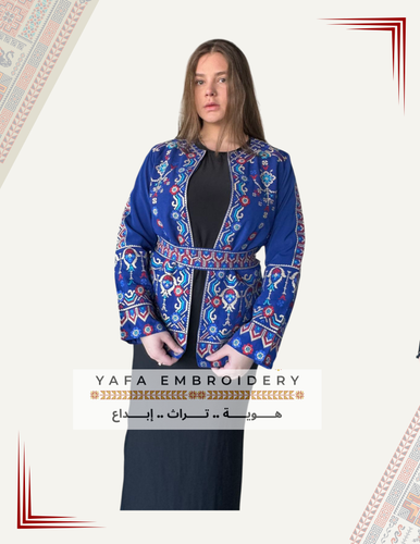 Embroidery Tatreez Blue Jacket with belt