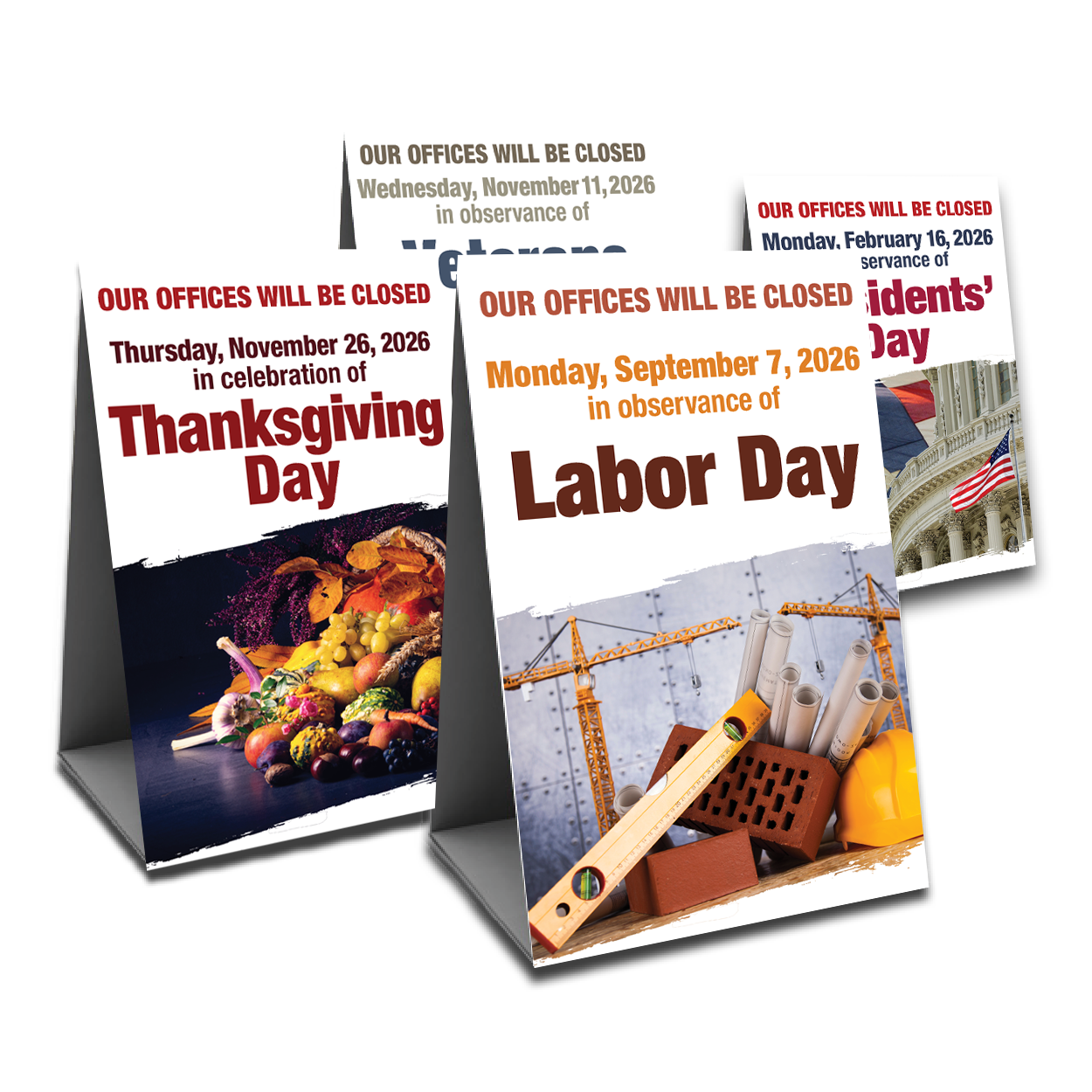 Holiday Closed Signs Banks and Credit Unions