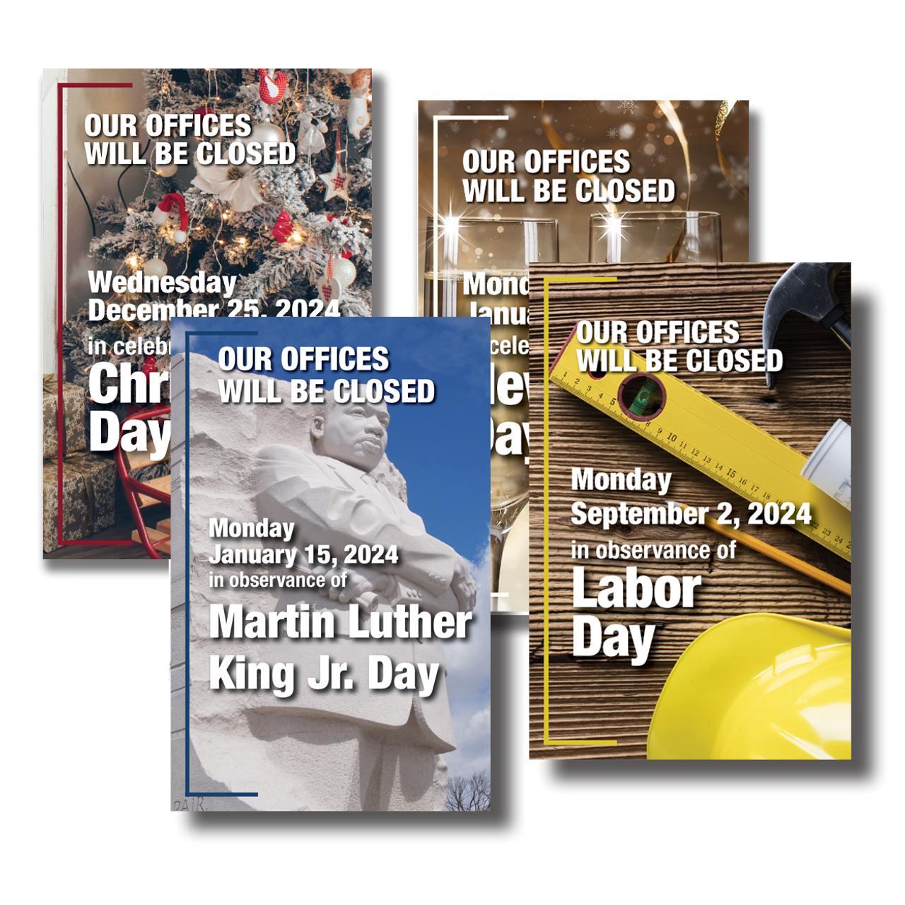 Holiday Closed Signs Banks and Credit Unions