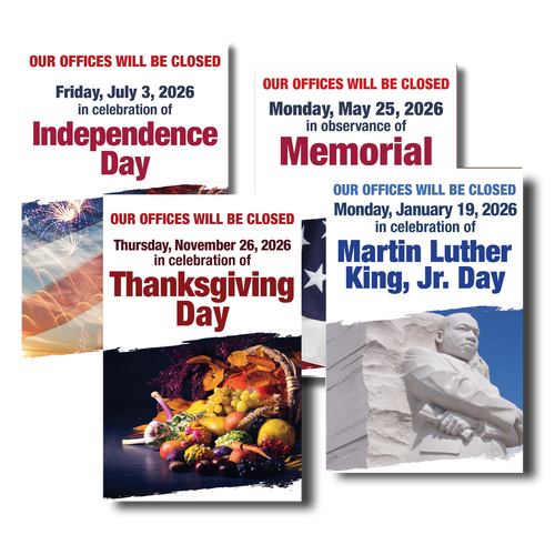 Holiday Closed Signs Banks and Credit Unions