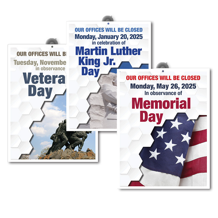 Holiday Closed Signs Banks and Credit Unions