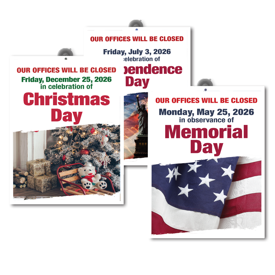 Holiday Closed Signs Banks and Credit Unions