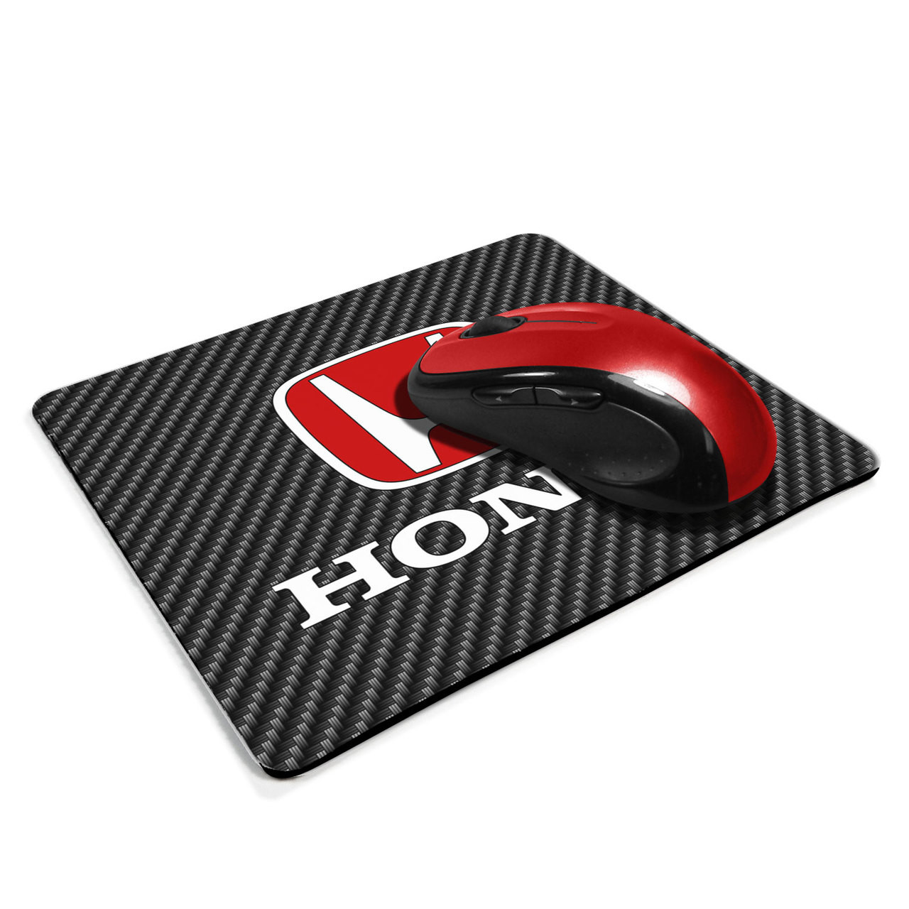 Honda Red Logo Black Carbon Fiber Texture Graphic PC Mouse Pad - Car ...