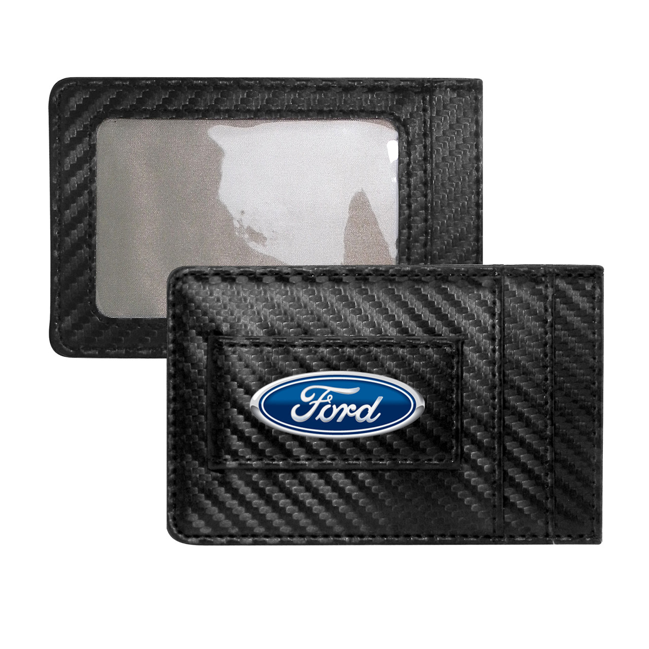 Ford Logo Black Carbon Fiber RFID Card Holder Wallet - Car Beyond Store