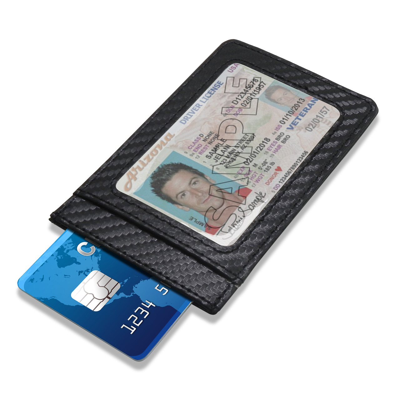 Ford Logo Black Carbon Fiber RFID Card Holder Wallet - Car Beyond Store