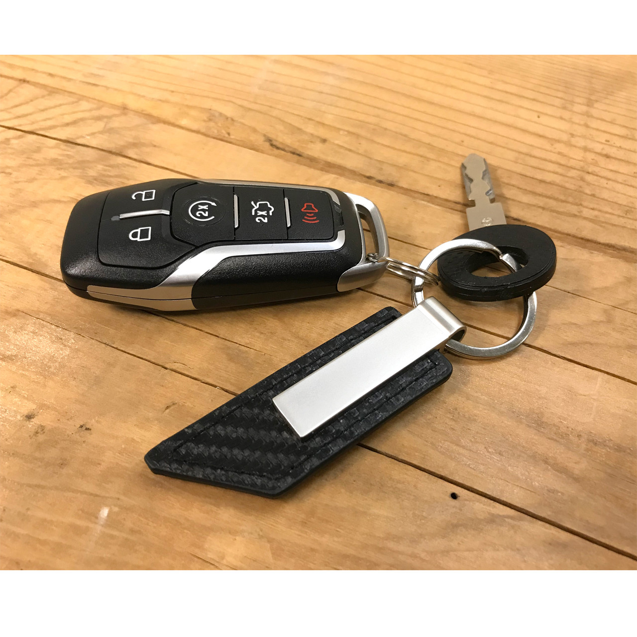 Ford F-150 Lariat Carbon Fiber Texture Black PU Leather Strap Key Chain ...
