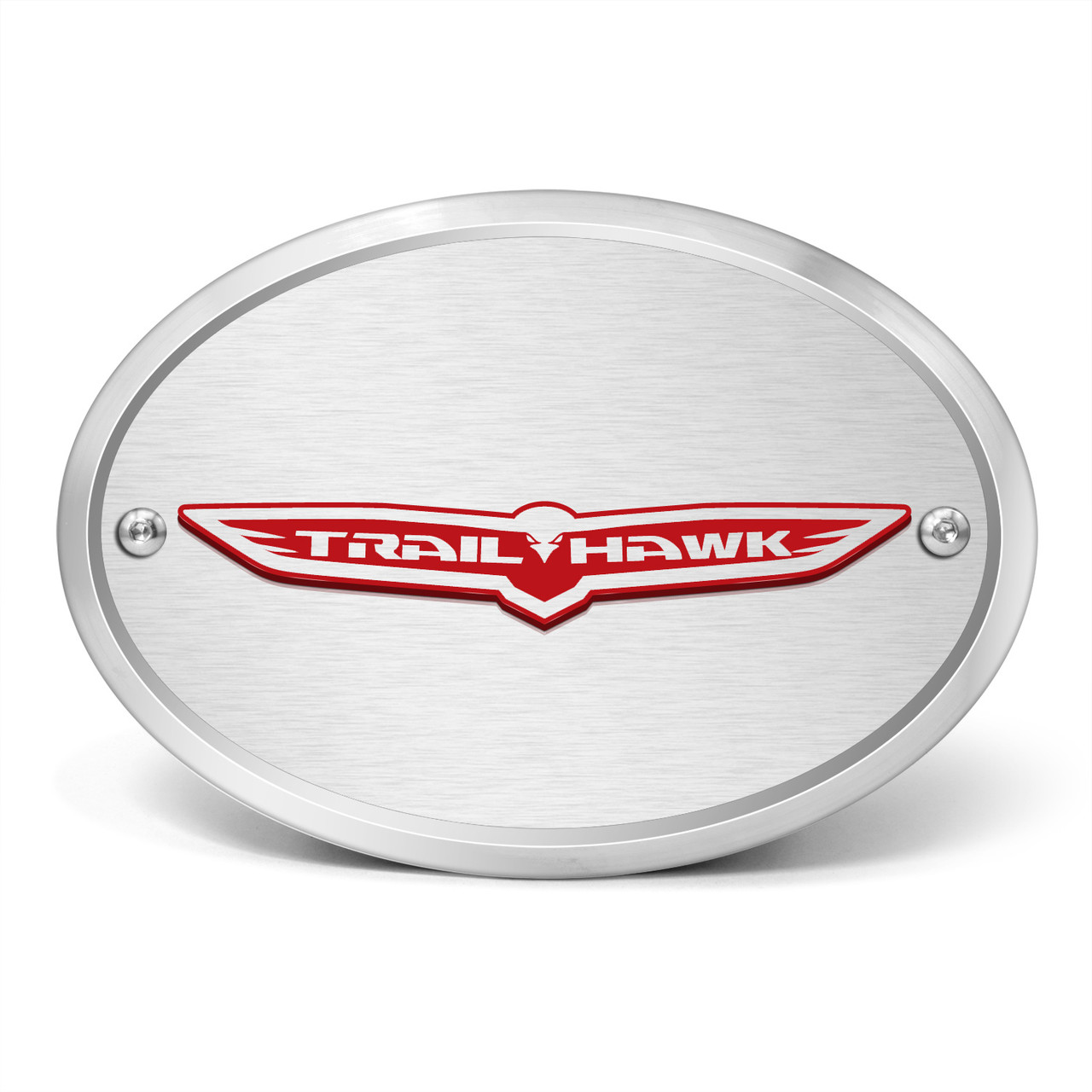 Jeep Trailhawk 3D Logo on Brushed Oval Billet Aluminum 2 inch Tow Hitch ...