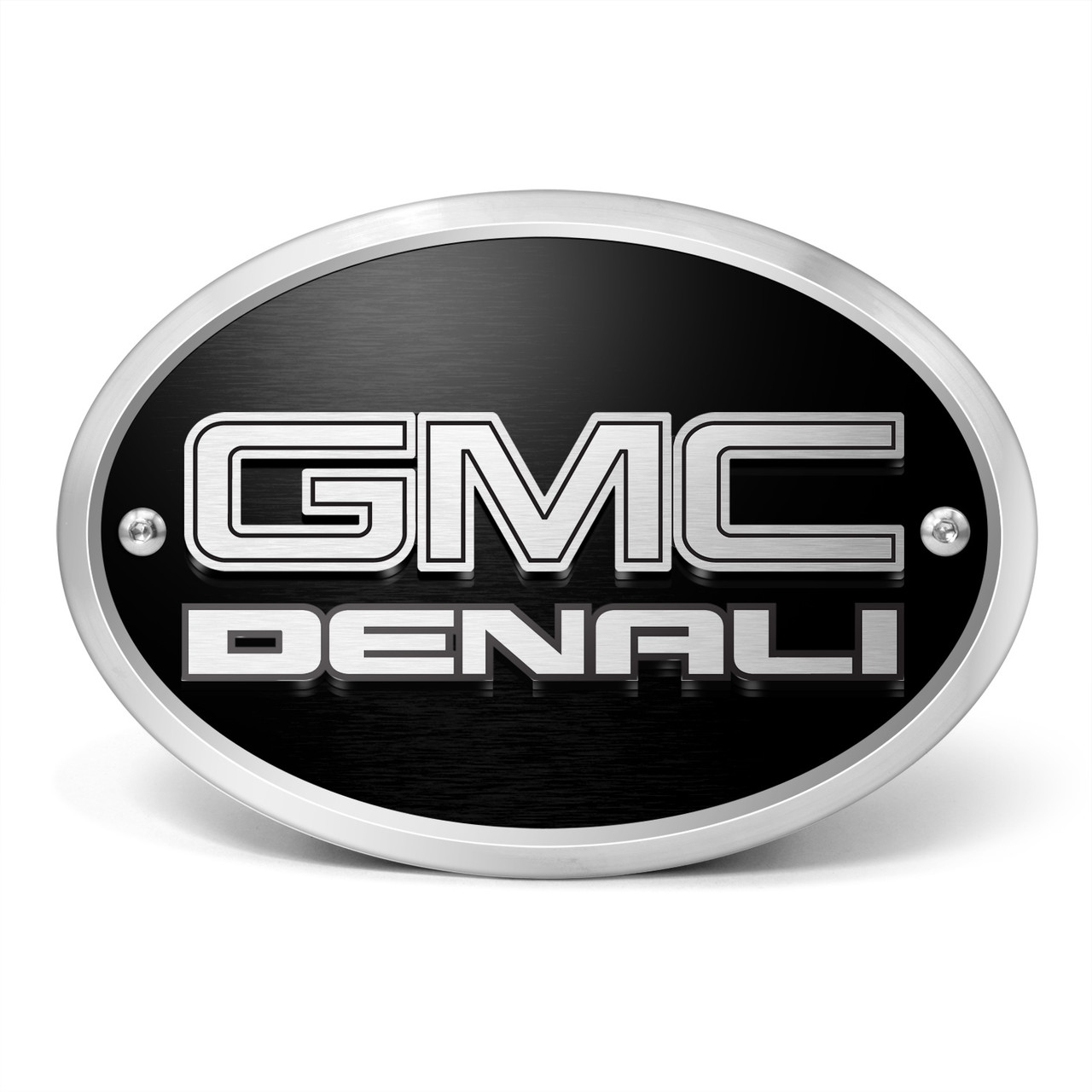 GMC Denali 3D Logo on Black Oval Billet Aluminum 2 inch Tow Hitch Cover ...