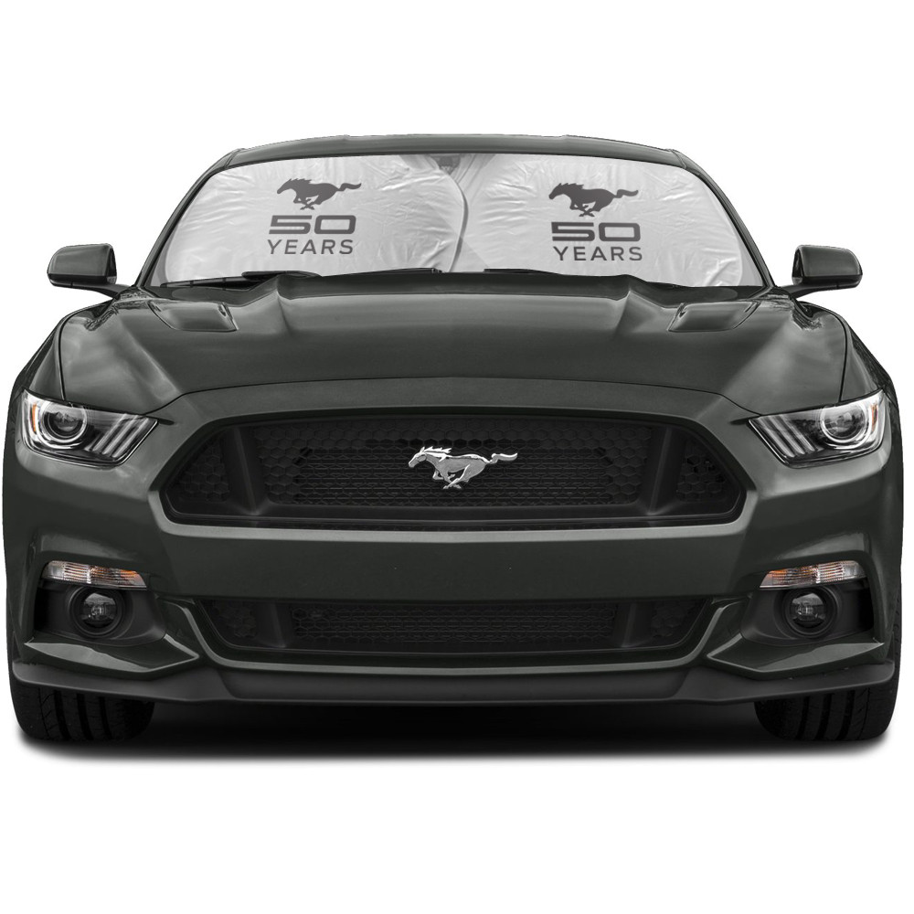 Ford Mustang 50 Years Dual Panels Easy Folding Windshield Sun Shade ...