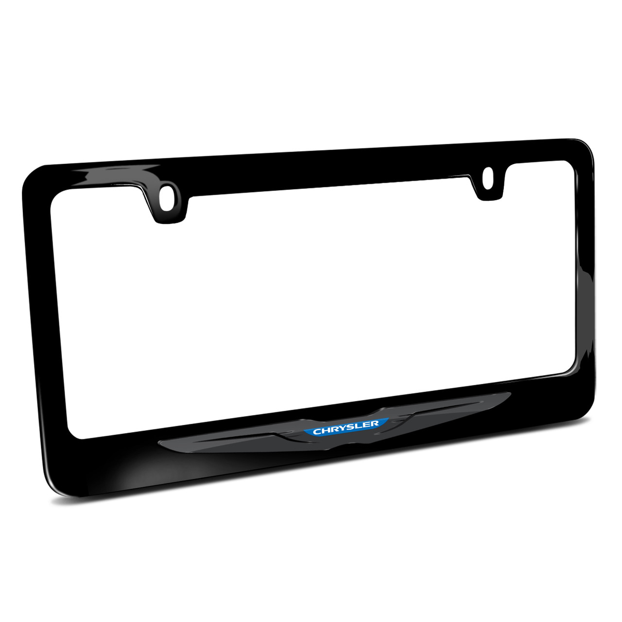Chrysler Logo in 3D Black on Black Metal License Plate Frame - Car ...
