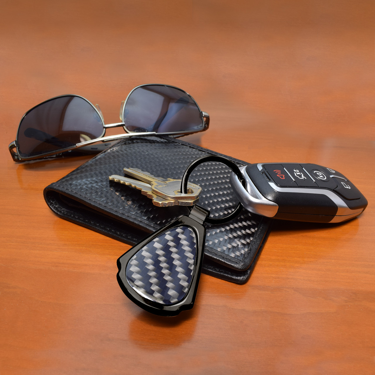 Chrysler 300 Real Black Carbon Fiber Gunmetal Black Metal Teardrop Key ...